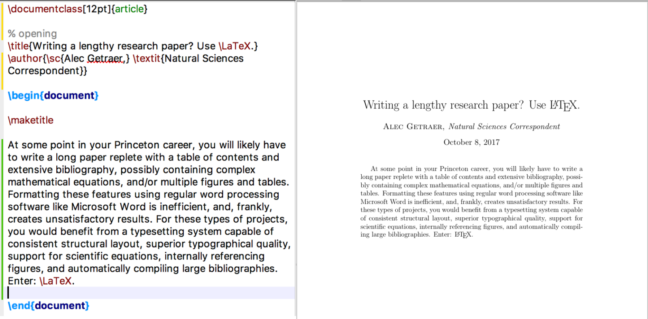 Getting Started With Latex Princeton Correspondents On Undergraduate